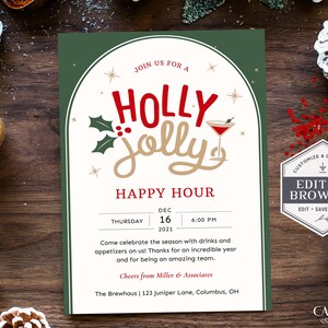 Holiday Happy Hour Invitation, Team Happy Hour Invite, Office Christmas ...