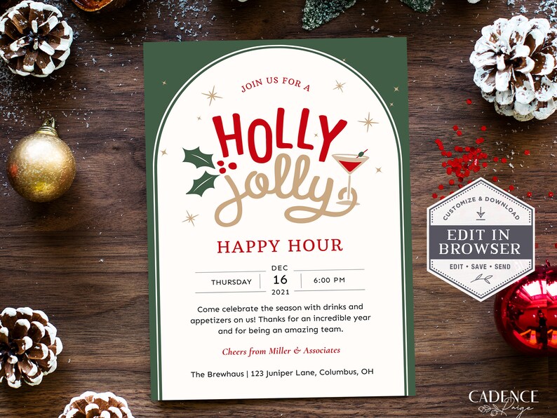 Holiday Happy Hour Invitation Team Happy Hour Invite Office - Etsy