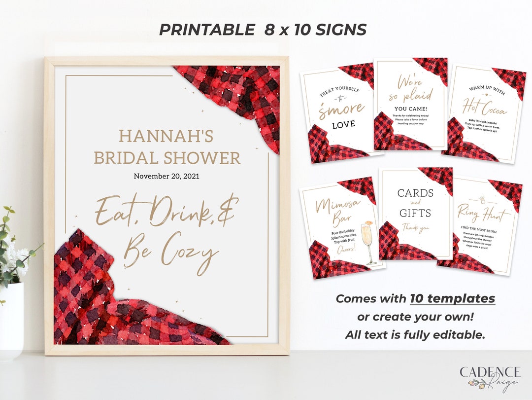 Buffalo Plaid Shower Signs, 8 X 10 Plaid Bridal Shower Signs, Flannel ...