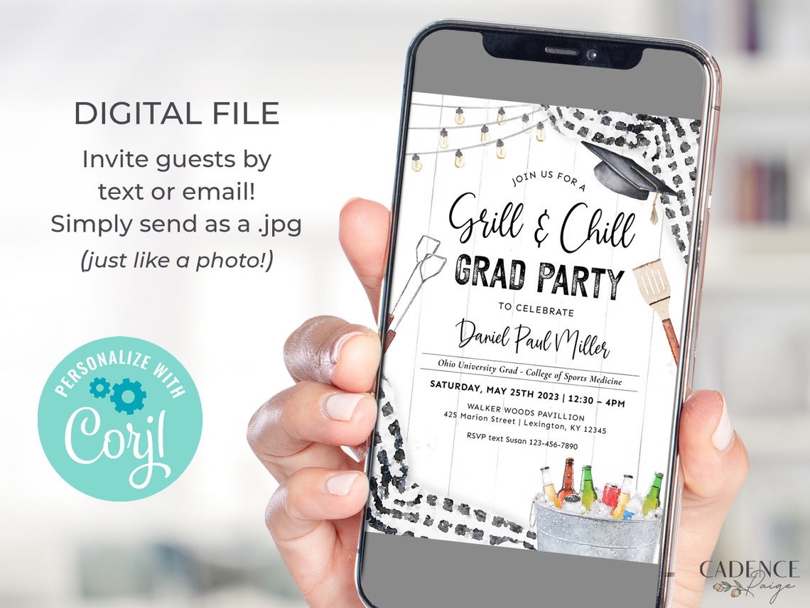 Grill and Chill Grad Party Invitation, BBQ Grad Party Invitation ...