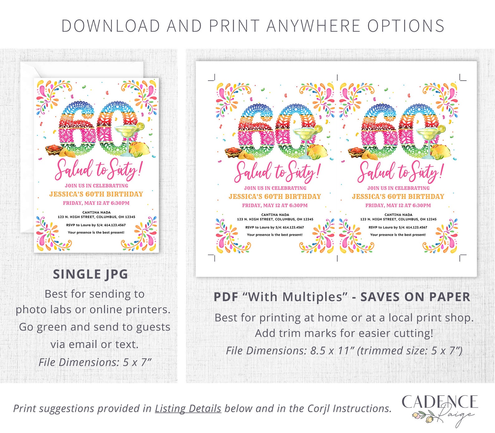 60th Birthday Invitation Fiesta Theme Salud to 60 Invitation - Etsy