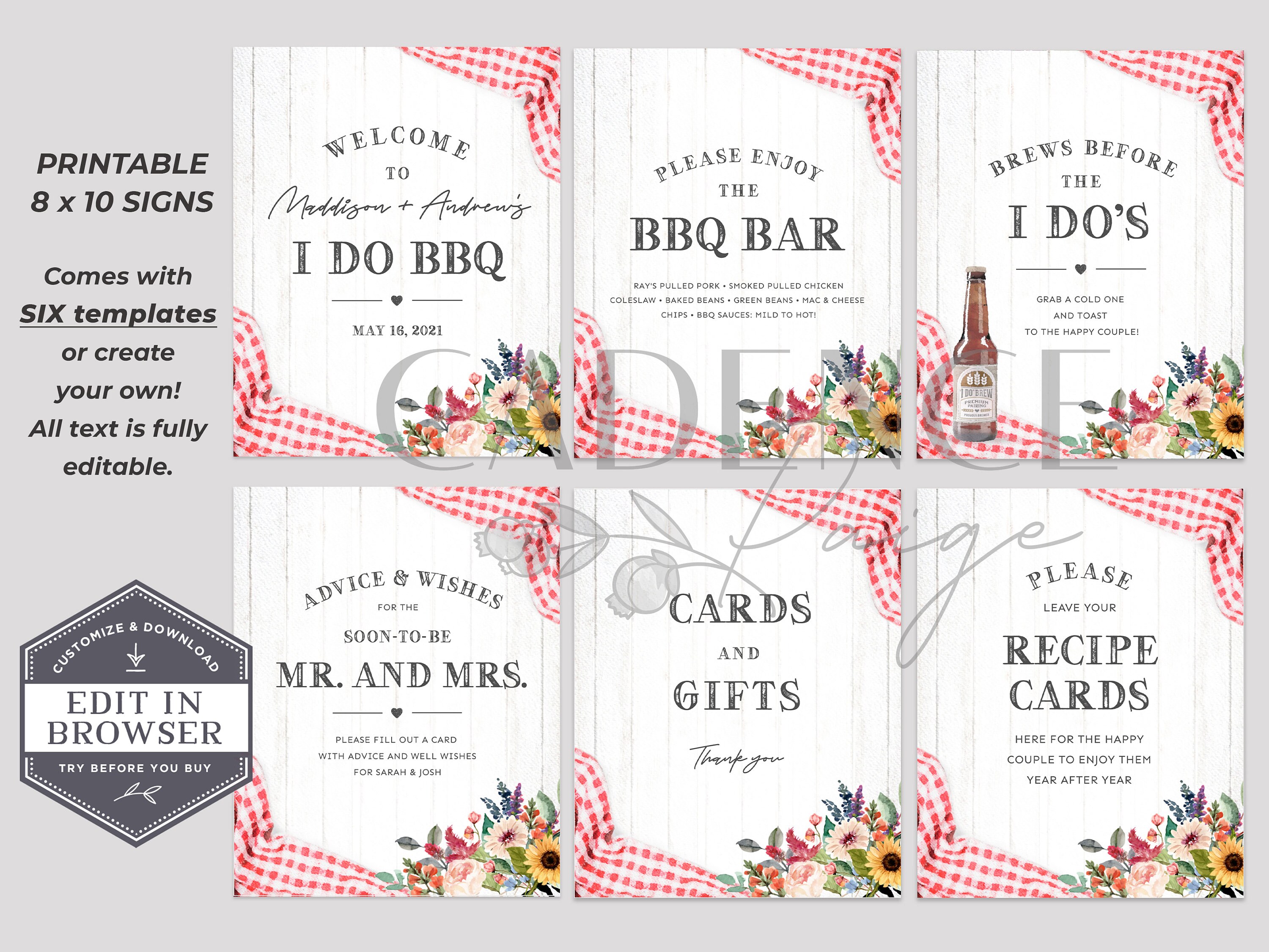 BBQ Shower Signs BBQ Food Signs I Do BBQ Table Signs 8 x 10 | Etsy