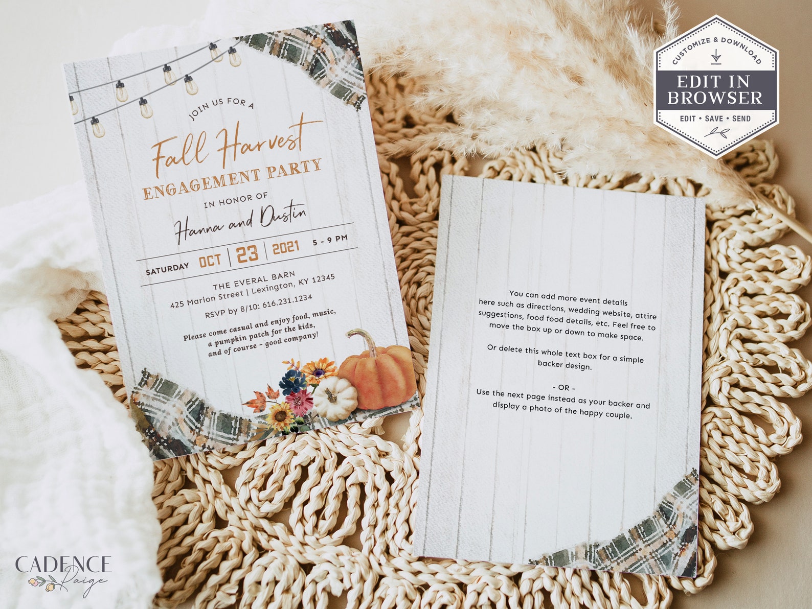 Fall Engagement Party Invitation Fall Harvest Couple's - Etsy