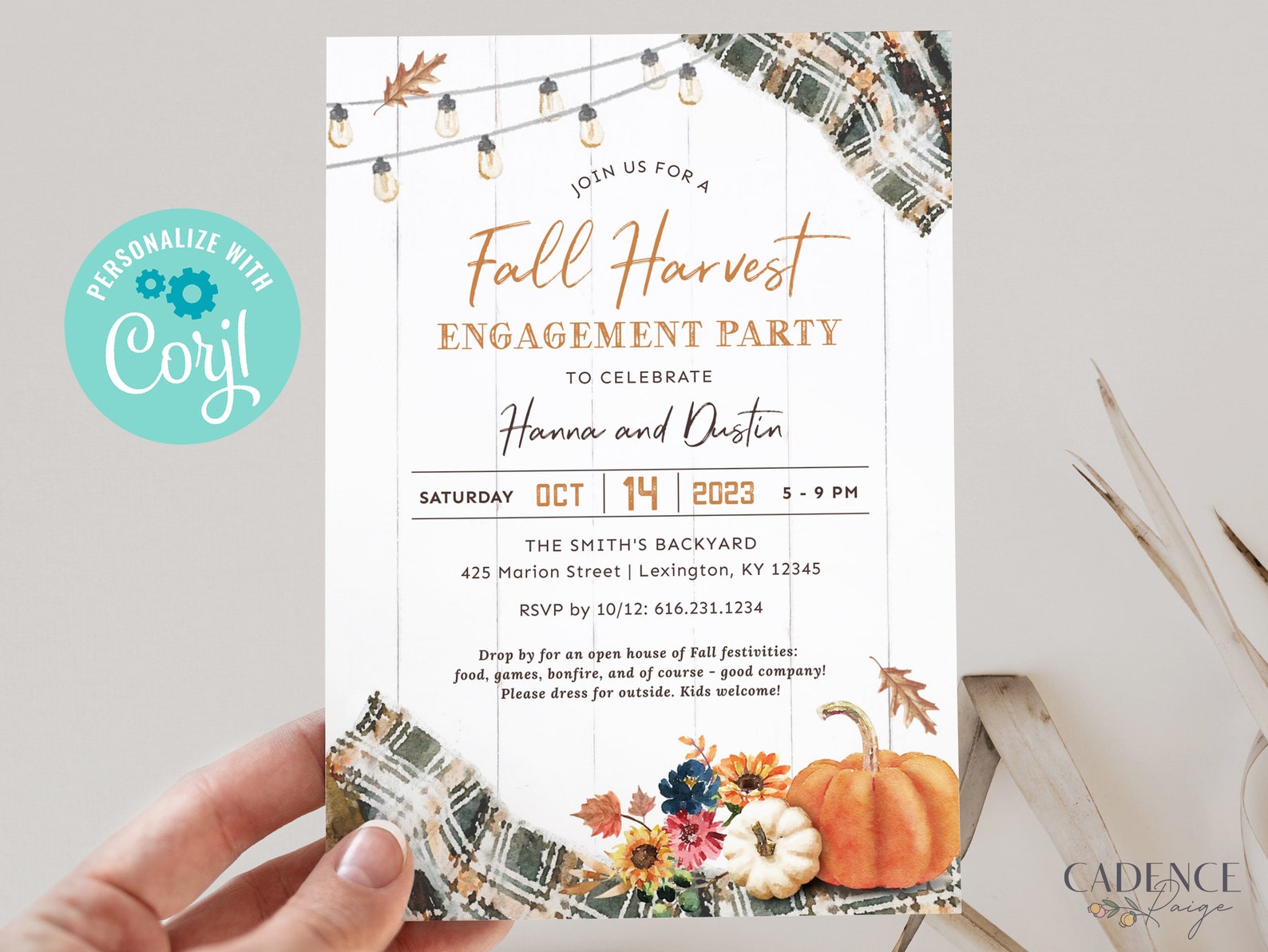 Fall Engagement Party Invitation, Fall Harvest Wedding Shower Invite ...