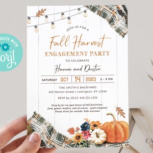 Fall Engagement Party Invitation, Fall Harvest Wedding Shower Invite ...