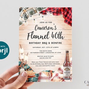 Flannel Birthday Invitation Fall Birthday Invite Flannel Invite 40th ...
