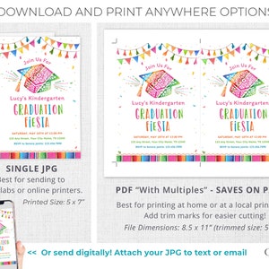 Kindergarten Graduation Invitation Template for Fiesta Grad Party End ...