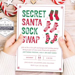 Christmas Sock Exchange Party Invite, Holiday Sock Swap Party Invite ...