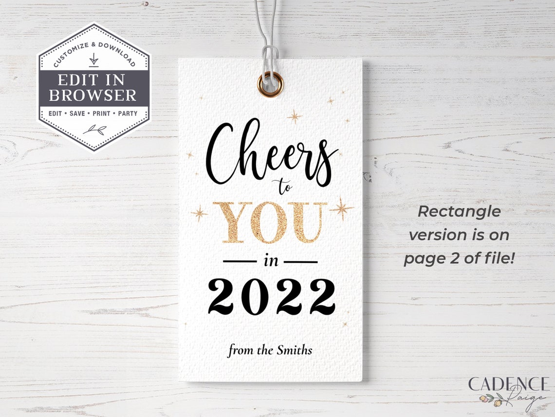 New Years Gift Tag Printable New Years Gift Tag Editable New - Etsy