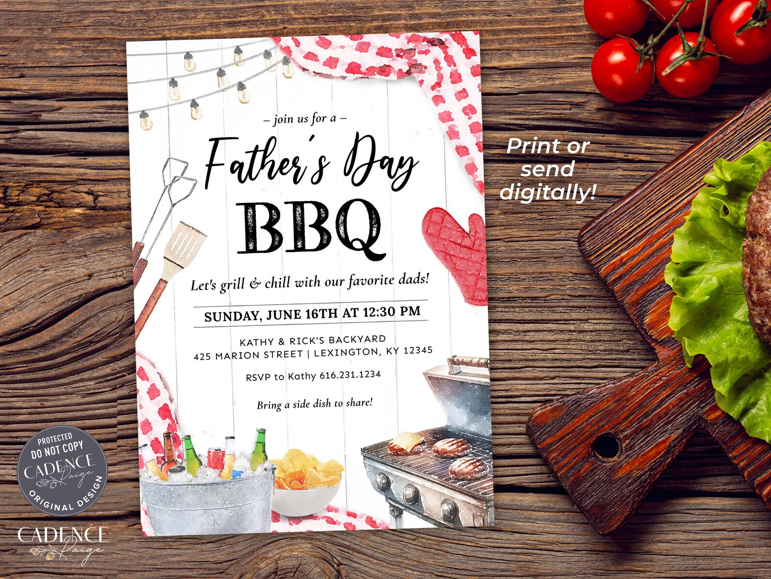 Father's Day BBQ Invitation, Father's Day Cookout, Casual Father's Day ...