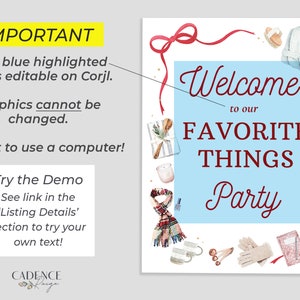 Favorite Things Party Signs, Favorite Things Party Decor, 8 X 10 ...