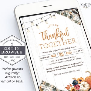 Thanksgiving Invitation Digital Thanksgiving Invite Casual | Etsy