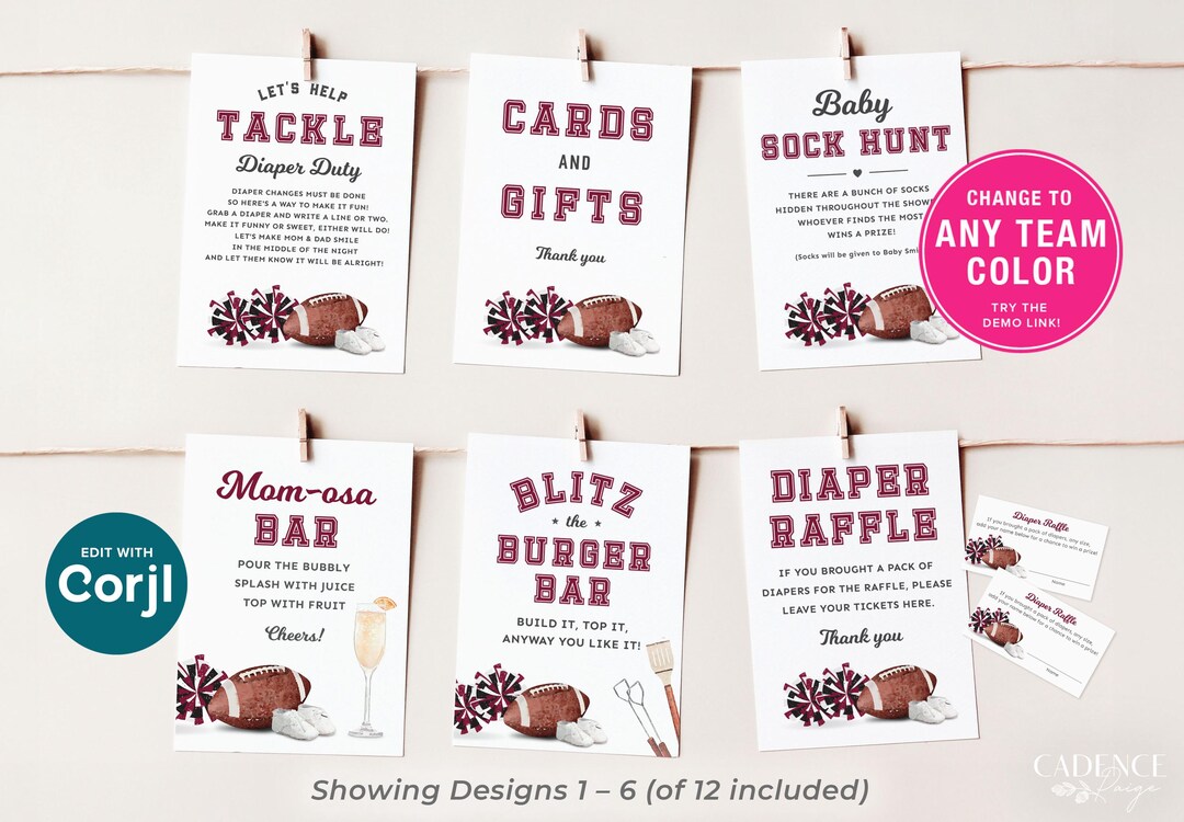 Football Baby Shower Signs, Tailgate Baby Shower Decor, Touchdowns and ...