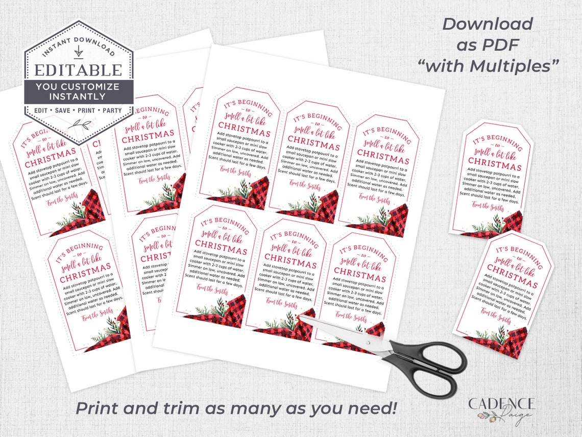 Printable Stovetop Potpourri Gift Tag Christmas Scents - Etsy