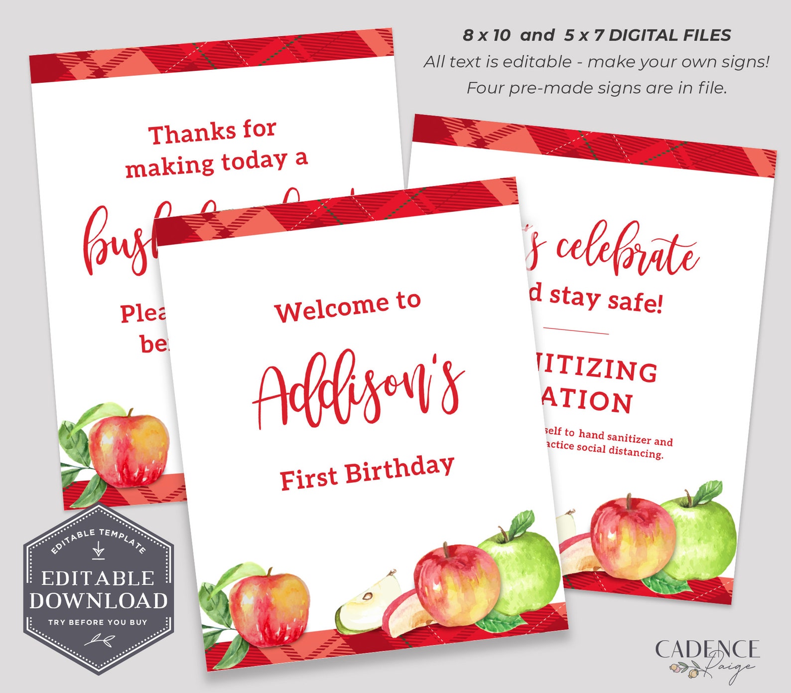 Apple Birthday Party Sign Apple Pie First Birthday Apple 1st | Etsy