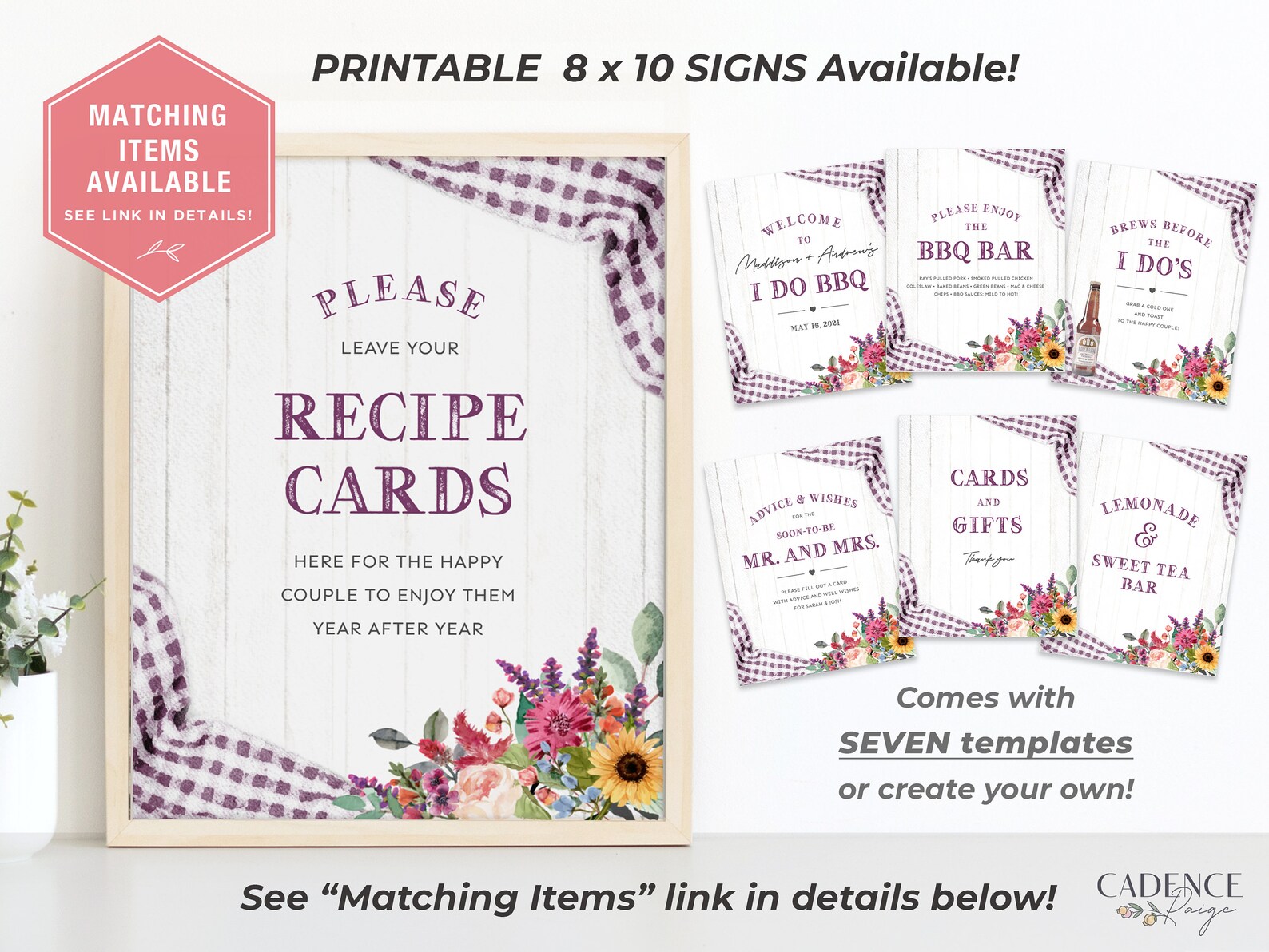 BBQ Recipe Cards I Do BBQ Recipe Cards Matching Purple - Etsy