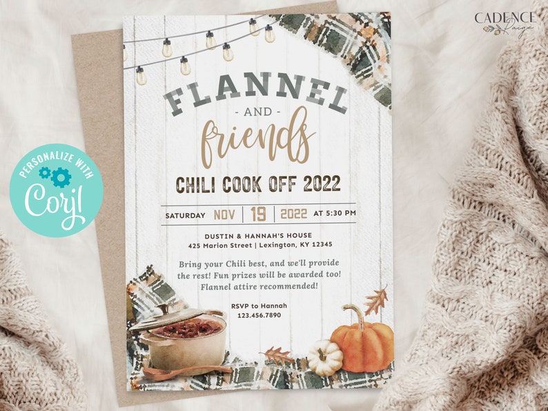 Fall Chili Cook off Invitation Chili Party Friendsgiving - Etsy