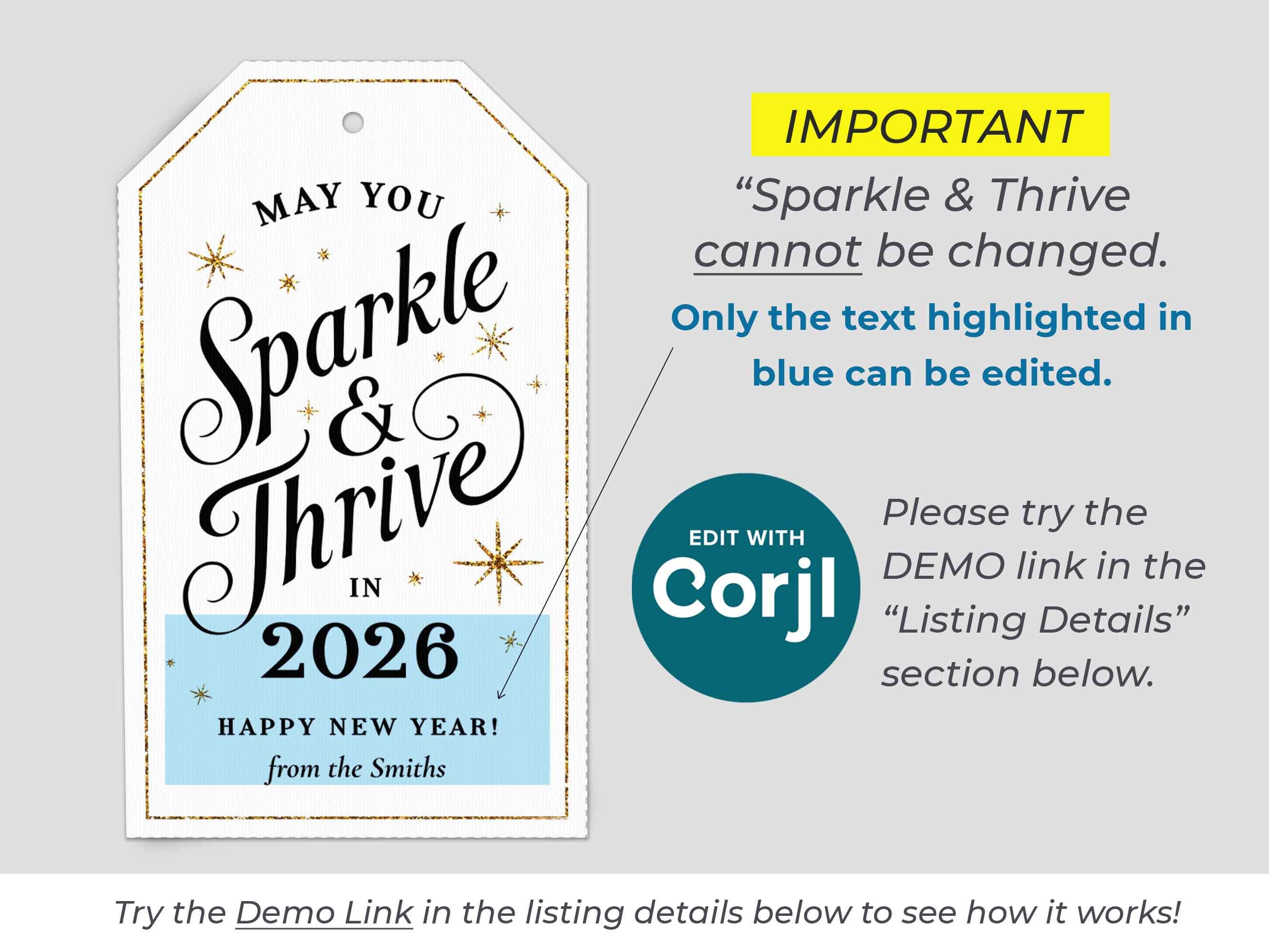 Happy New Year Gift Tag, Printable New Years Tag, New Years Eve ...