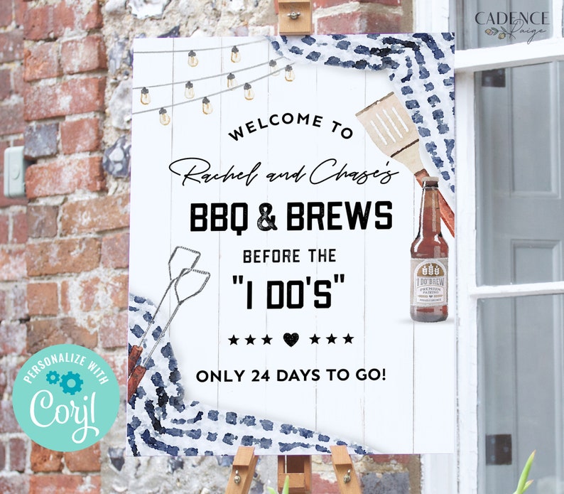 Navy I Do BBQ and Brews Welcome Sign BBQ & Brews Couples - Etsy