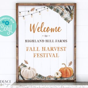 Fall Harvest Fest Welcome Sign Template, Fall Fest Welcome Sign, Autumn ...