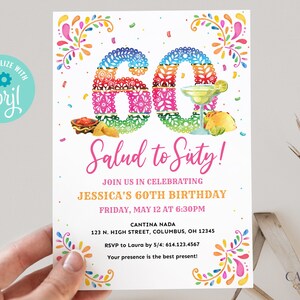 60th Birthday Invitation Fiesta Theme, Salud to 60 Invitation, 60th ...