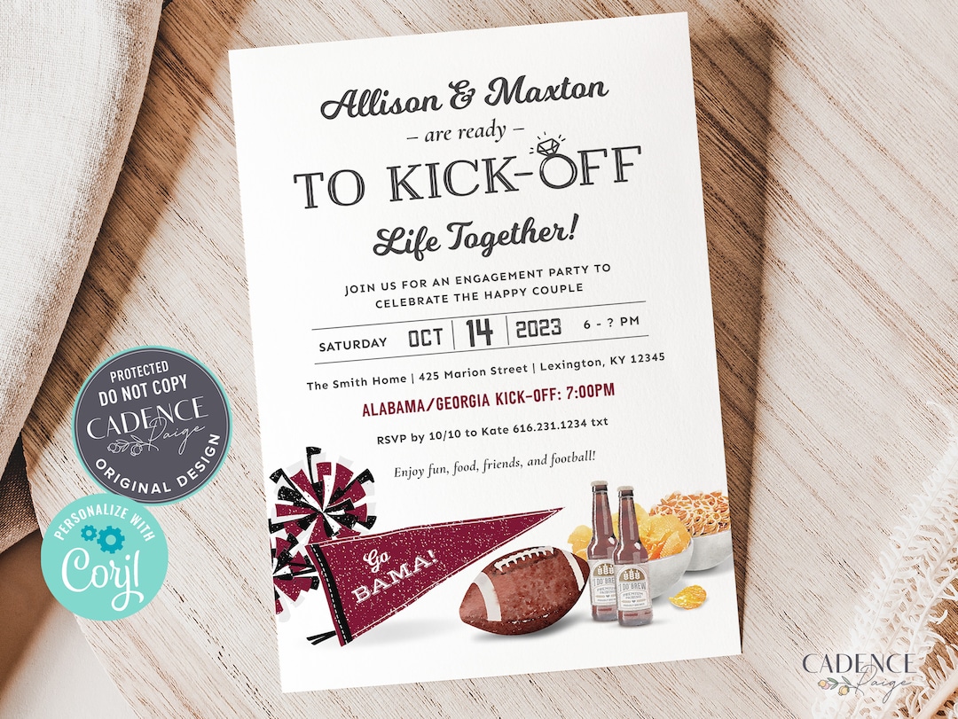Football Engagement Party Invitation, Tailgate Couples Shower Invite ...
