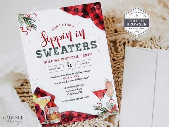 Ugly Sweater Party Invitations Printable