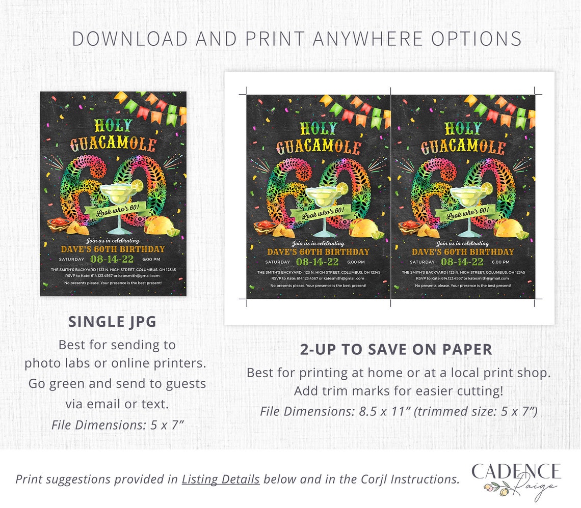 60th Birthday Party Invitation 60th Fiesta Invite for a Man - Etsy