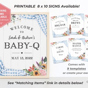 Light Blue BABY-Q Shower Signs 5 X 7, Baby Blue BBQ Food Signs, Baby-q ...