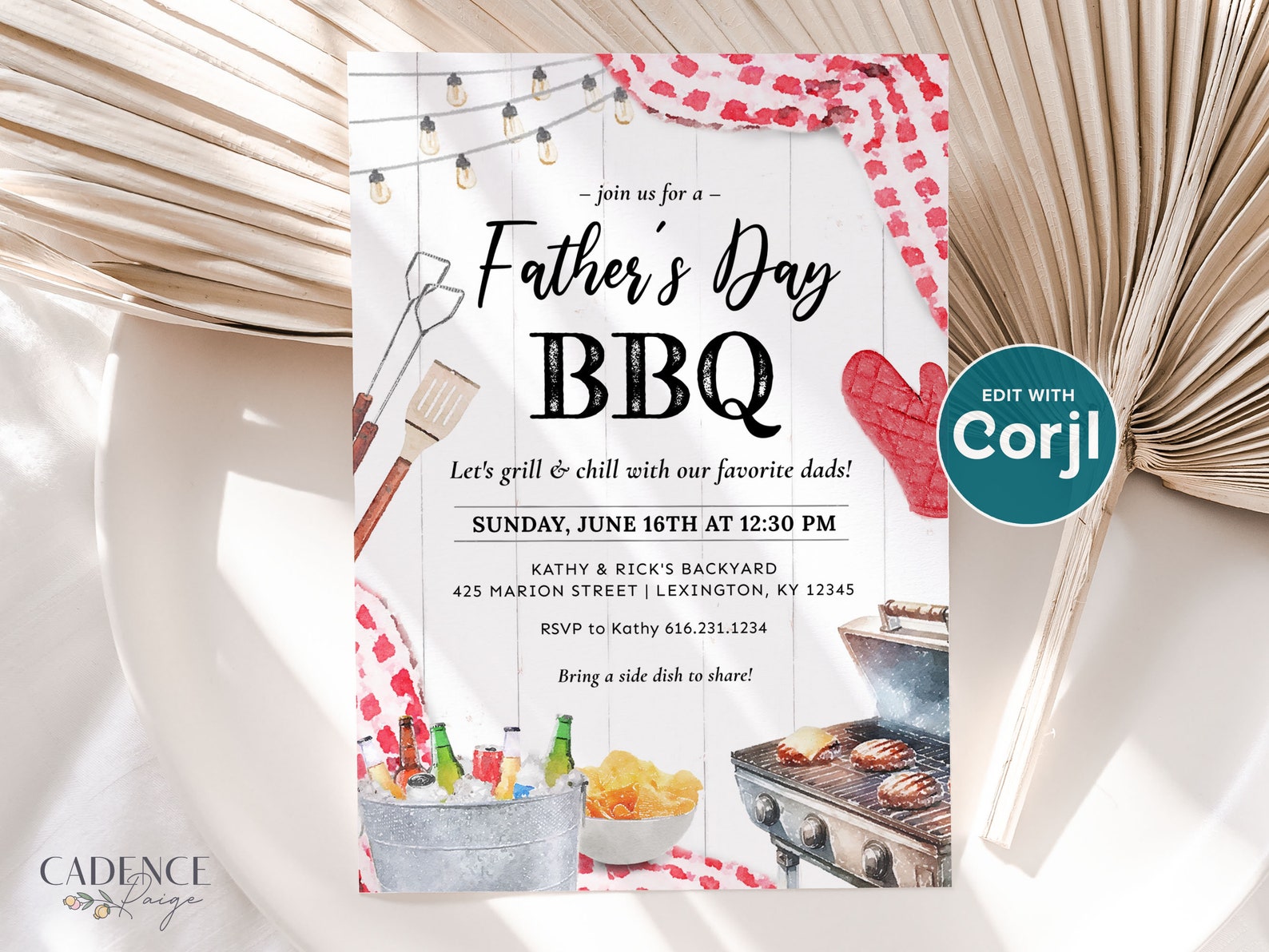 Father's Day BBQ Invitation, Father's Day Cookout, Casual Father's Day ...