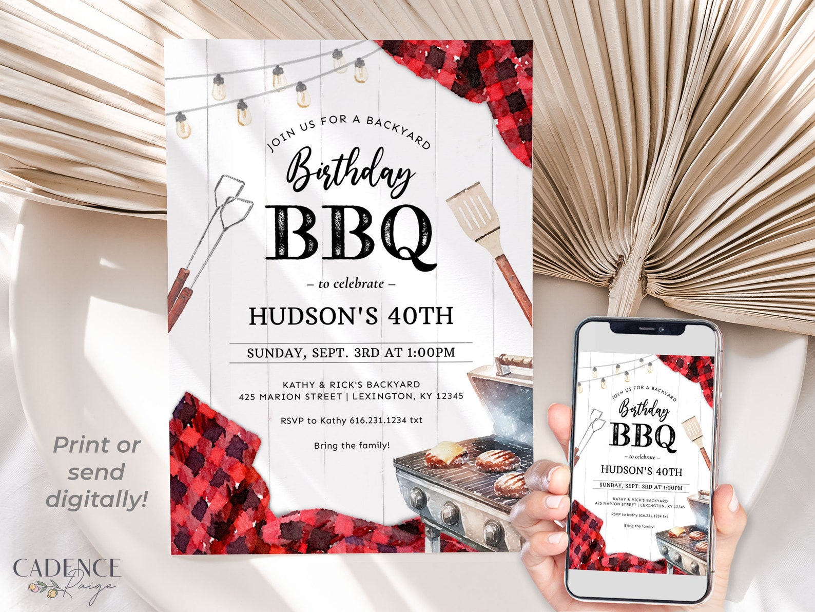 Birthday BBQ Invitation Backyard Birthday Cookout Invite for Dad 40th ...