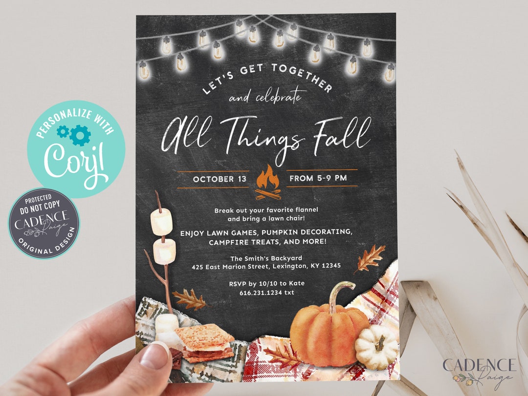 Fall Celebration Party Invitation, Neighborhood Fall Party Invitation ...