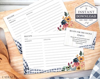 BBQ Recipe Cards Checkered Recipe Cards 2 Sided Recipe Cards Bridal ...
