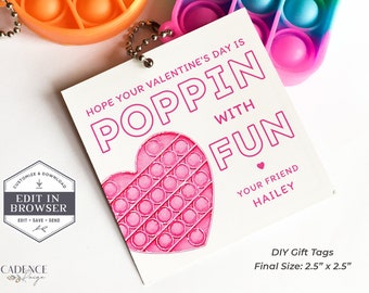 Valentine's Day Pop It Tags Classroom Valentines | Etsy