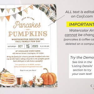 Pancakes and Pumpkins Invite, Fall Pancake Breakfast Invitation, Fall ...
