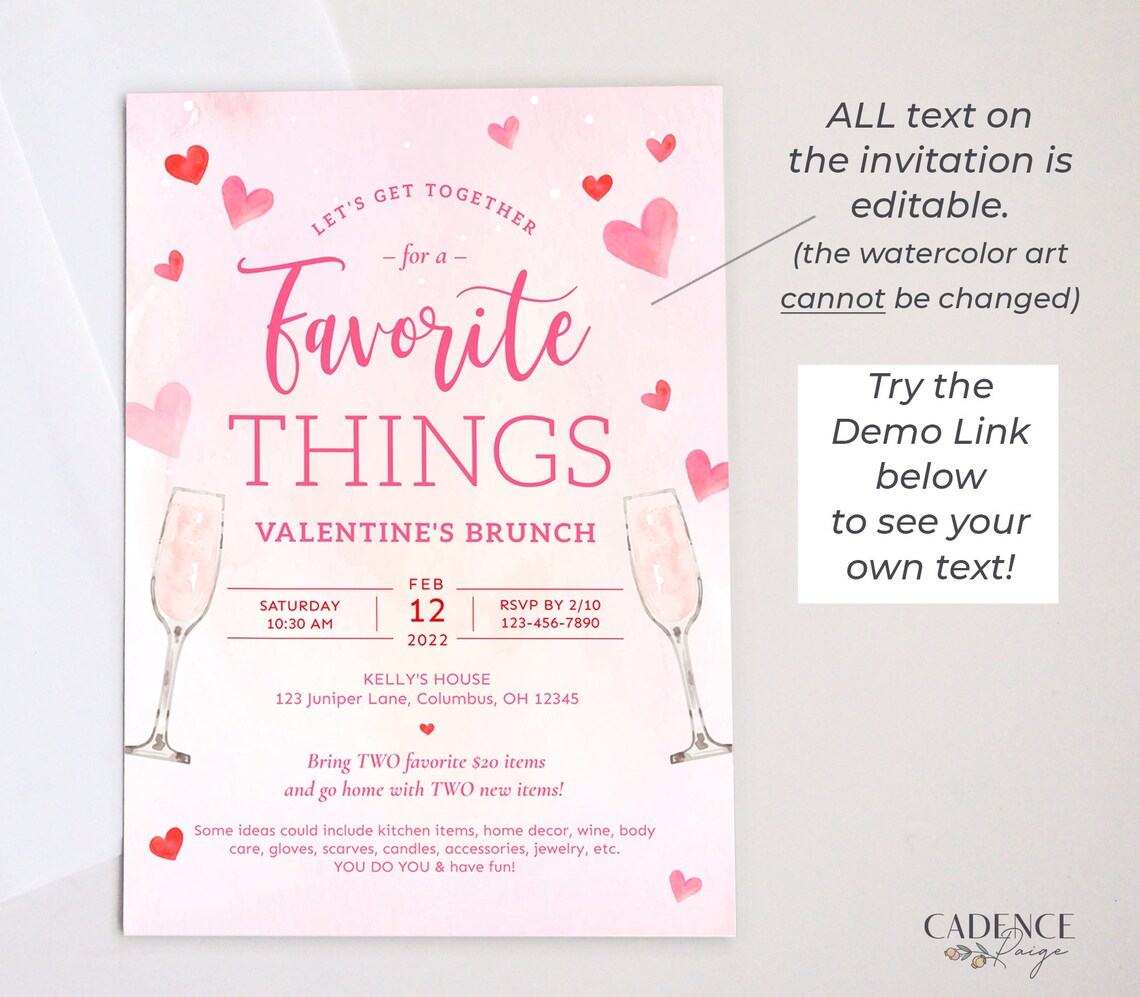 Valentines Day Brunch Invitation Favorite Things Brunch - Etsy