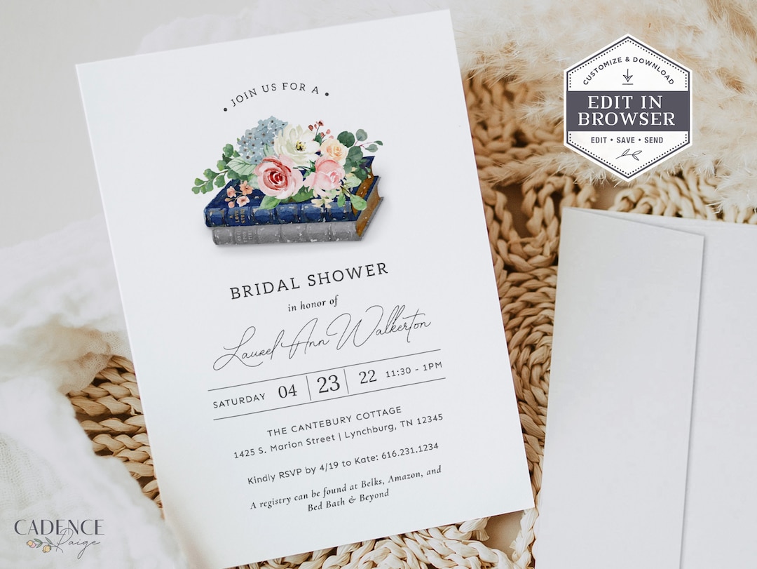 Book Themed Bridal Shower Invitation, Love Story Bridal Shower ...