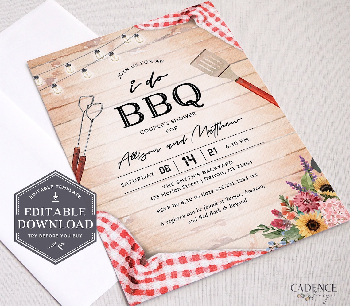 I Do BBQ Invitation BBQ Couples Shower Invitation bbq | Etsy
