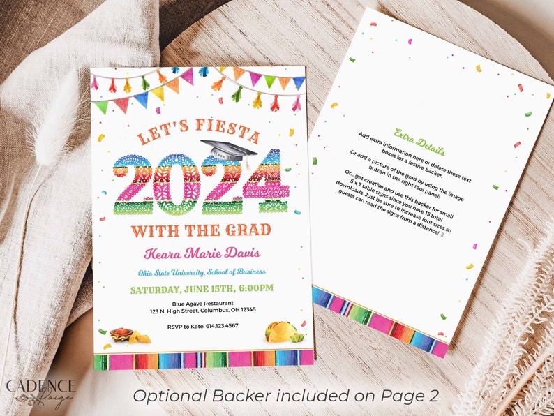 Graduation Party Fiesta Invitation for Mexican Theme Grad Party Invite ...