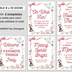 Favorite Things Party Signs, Favorite Things Party Decor, 8 X 10 ...