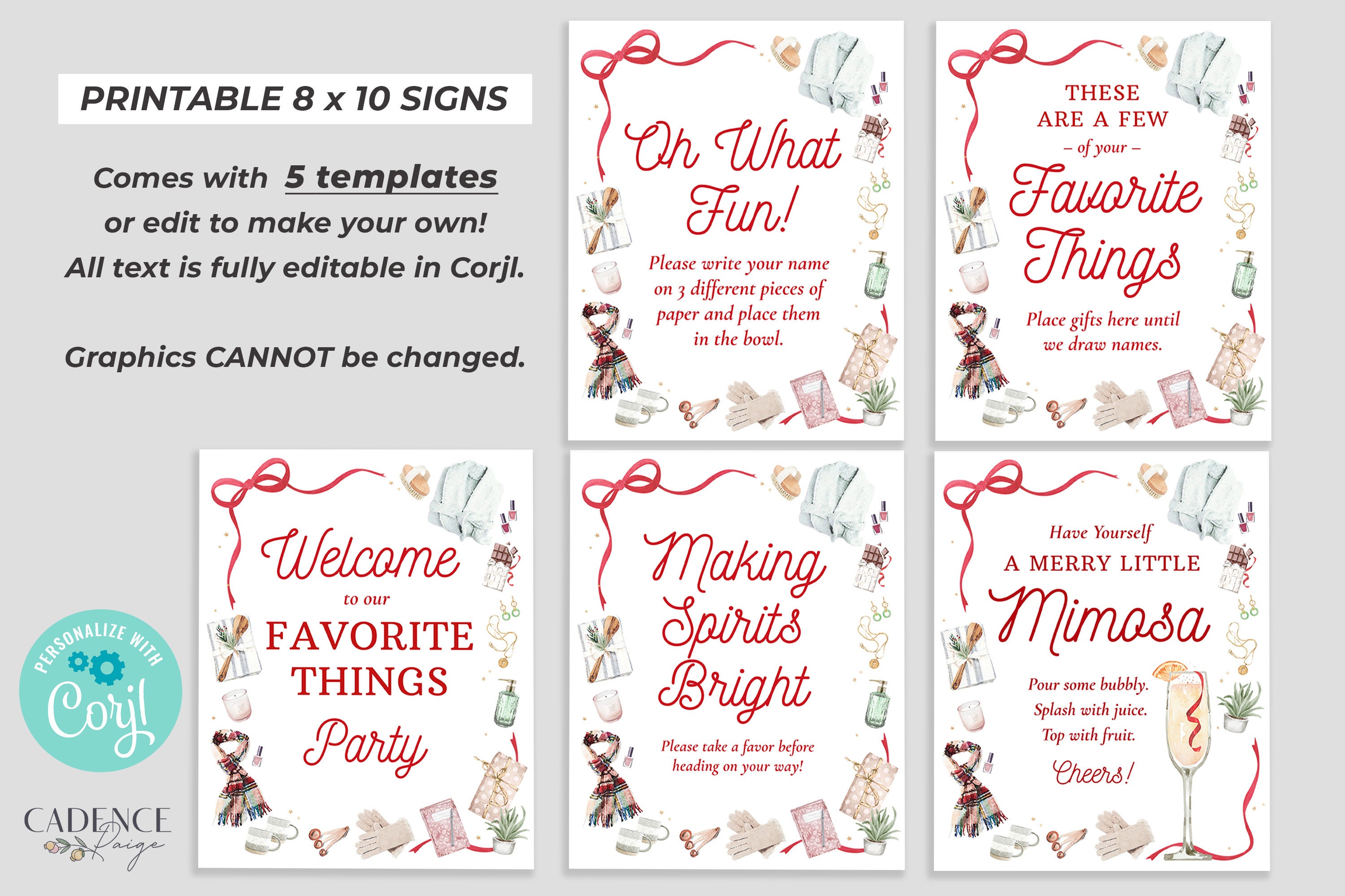 Favorite Things Party Signs, Favorite Things Party Decor, 8 X 10 ...