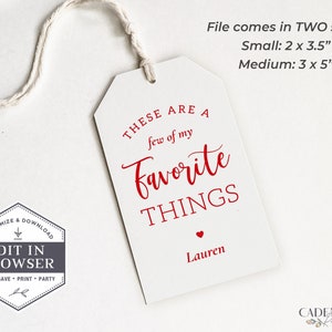 Favorite Things Gift Tag Favorite Things Favor Printable | Etsy
