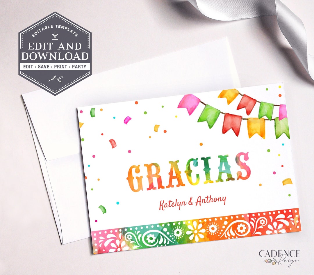 Fiesta Thank You Cards, Fiesta Thank You Notes, Gracias Notes, Custom ...