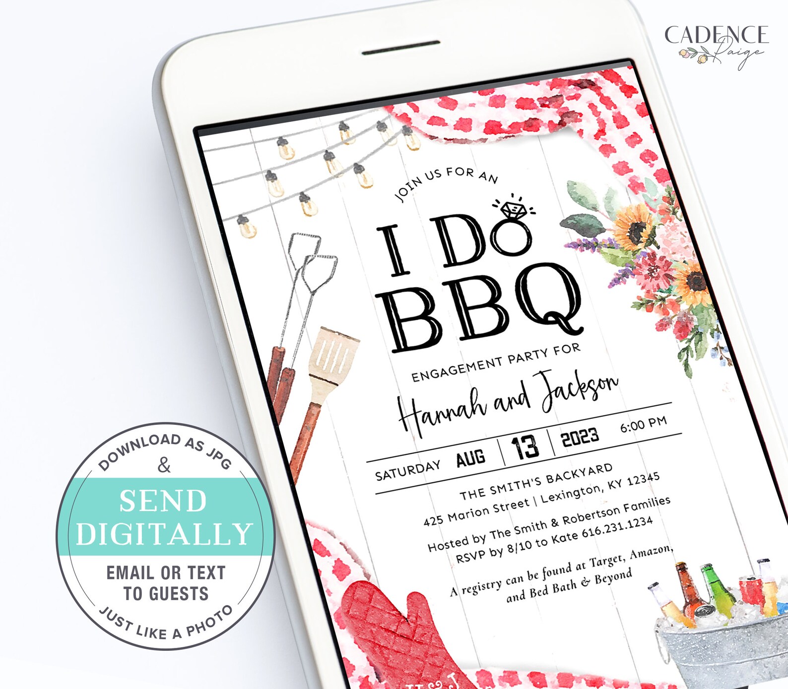 I Do BBQ Invitation, BBQ Engagement Party Invitation, Backyard Couple's ...