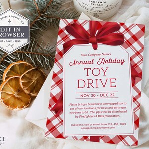 Holiday Toy Drive Flyer Printable Kids Christmas PTO PTA School ...