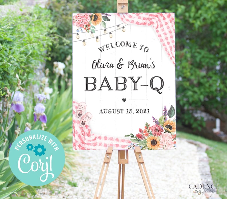 Pink Babyq Welcome Sign Baby-q Shower Sign BBQ Baby Shower - Etsy