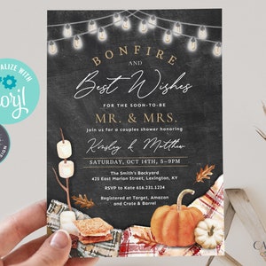 Bonfire Couples Shower Invitation, Autumn Wedding Shower Invite, Rustic ...