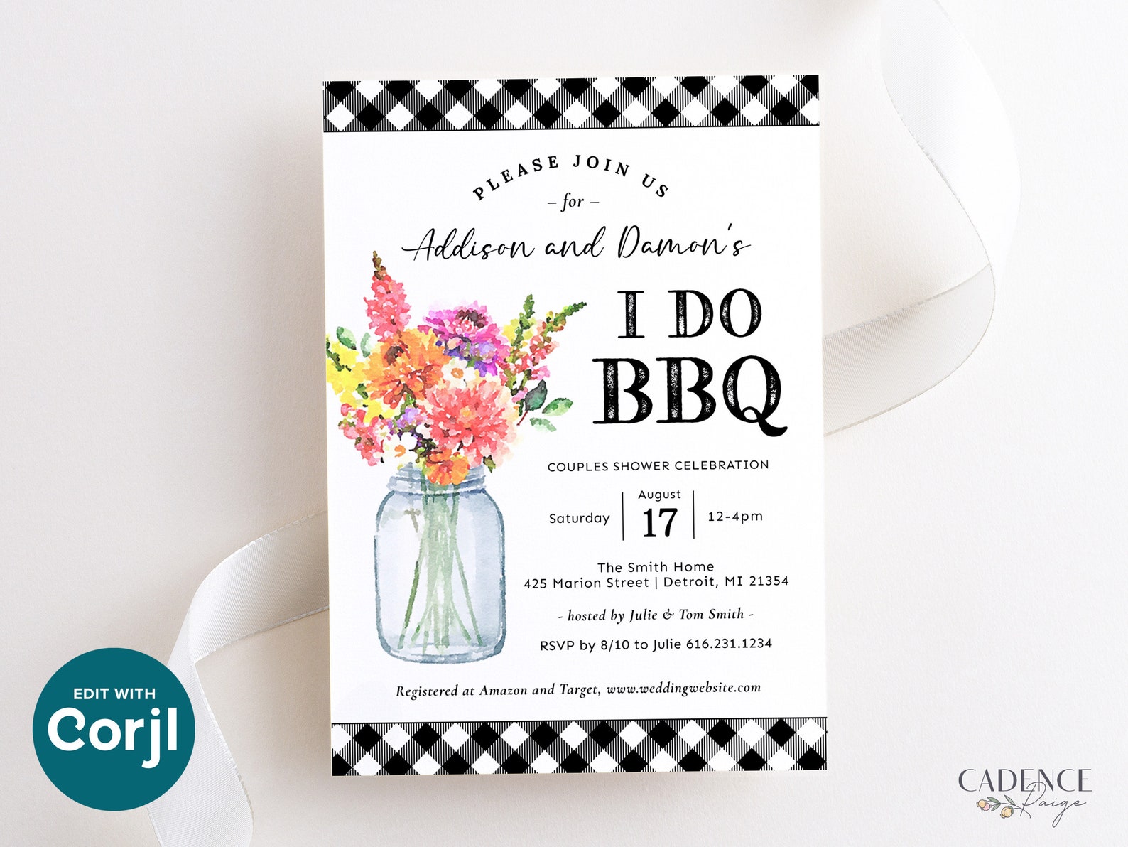 Invitation for BBQ Couples Shower in Backyard I Do BBQ Shower Invitation in Black I Do Bbq Coed ...