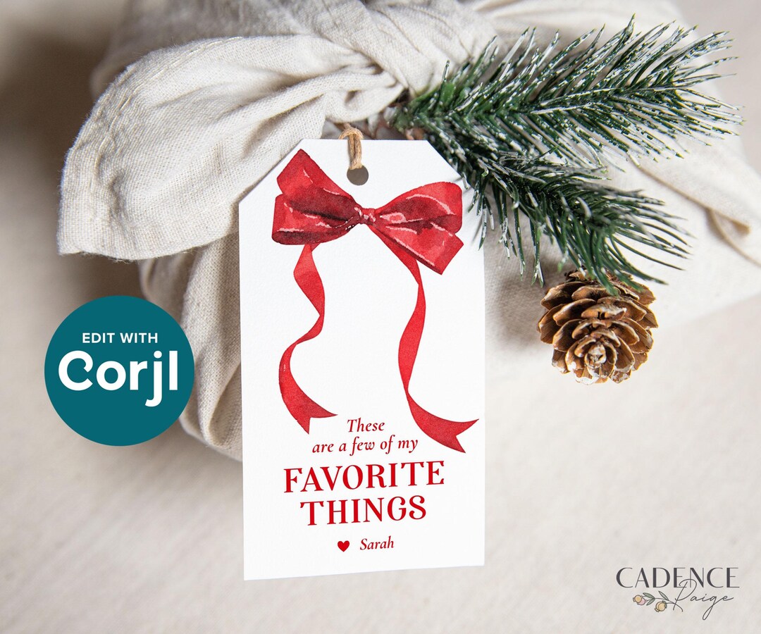 Favorite Things Gift Tags, Christmas Gift Tags With Bow, Preppy ...