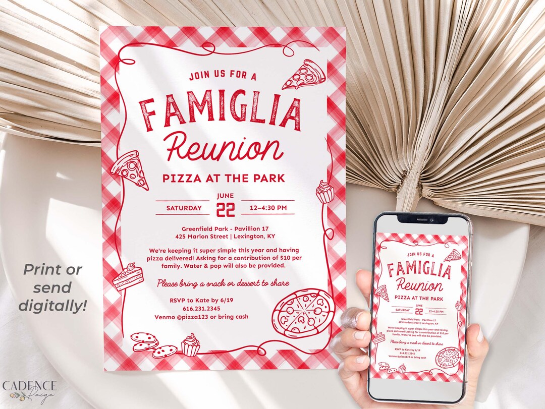 Family Reunion Invitation, Family Reunion Invite, Italian Theme Family ...